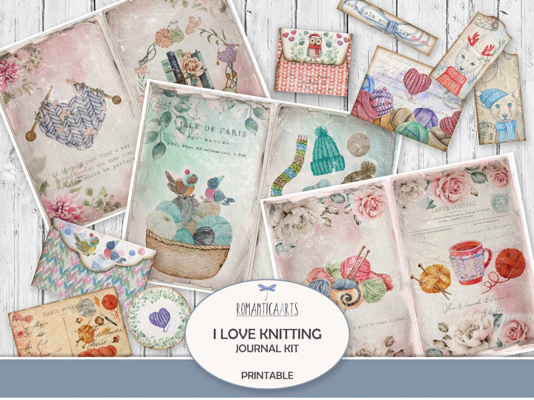 I Love Knitting Journal Kit, Junk Journal, Knitting Lover Paper, Yarn ...