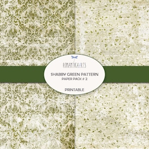 Shabby Green Pattern Paper, Digital Paper Pack, Vintage Green Paper ...