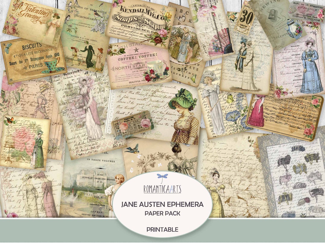 Jane Austen Ephemera Paper Pack, Austen Bundle, Austen Scraps, Jane ...