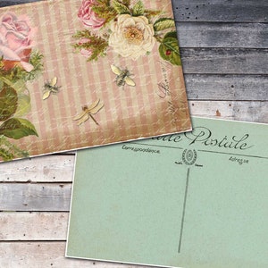 Editable Shabby Roses Vintage Postcards Printable Digital - Etsy