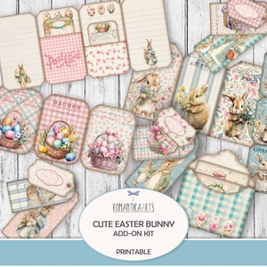 Cute Easter Bunny Add-on Kit, Easter Journal Ephemera, Bunny Journaling ...