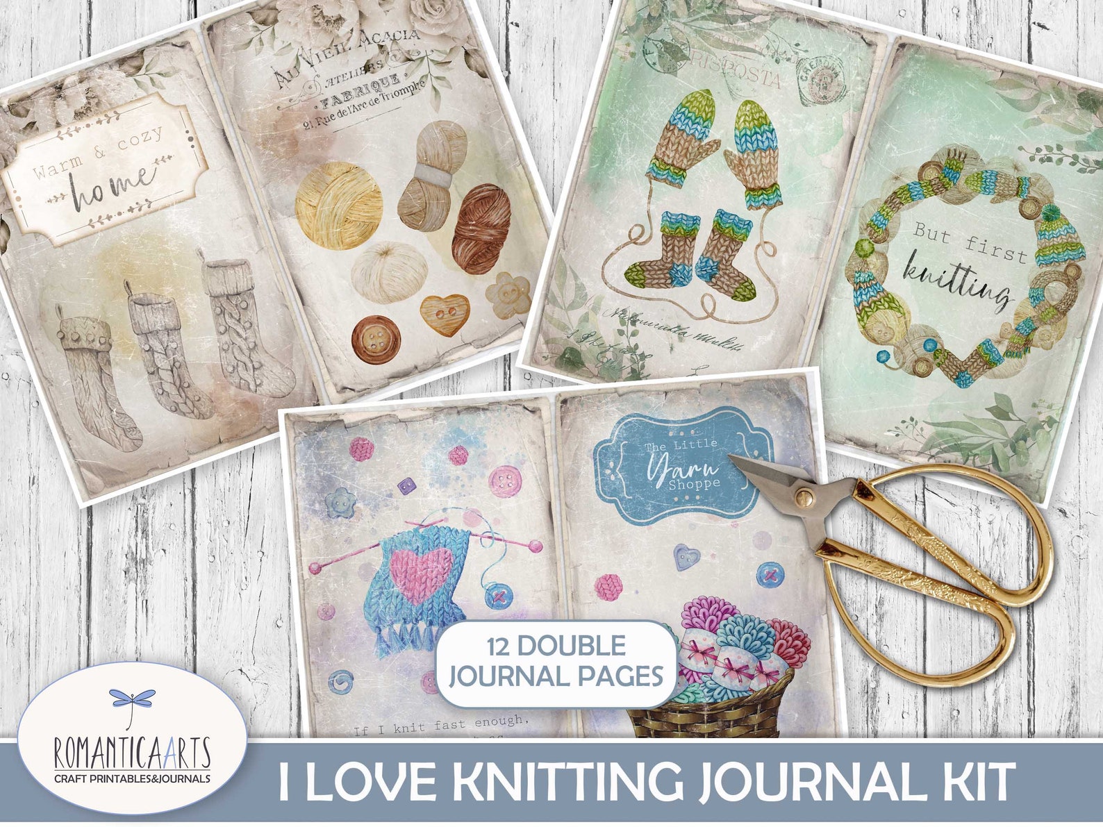 I Love Knitting Journal Kit, Junk Journal, Knitting Lover Paper, Yarn ...