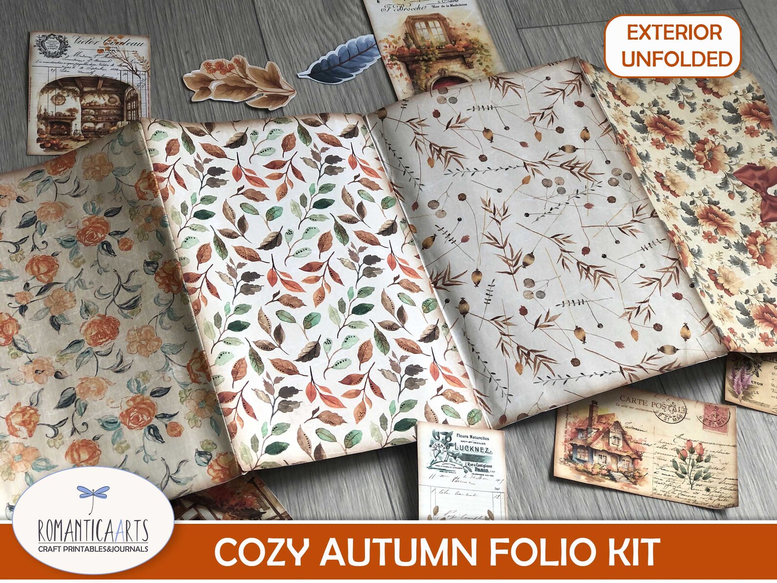 Cozy Autumn Four-fold Folio Kit, Fall Printable, Fold-over Tabbed Folio ...