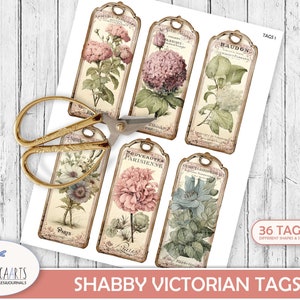 Vintage Hang Tag, Digital Junk Journal Shabby Kit, Roses Tags for ...