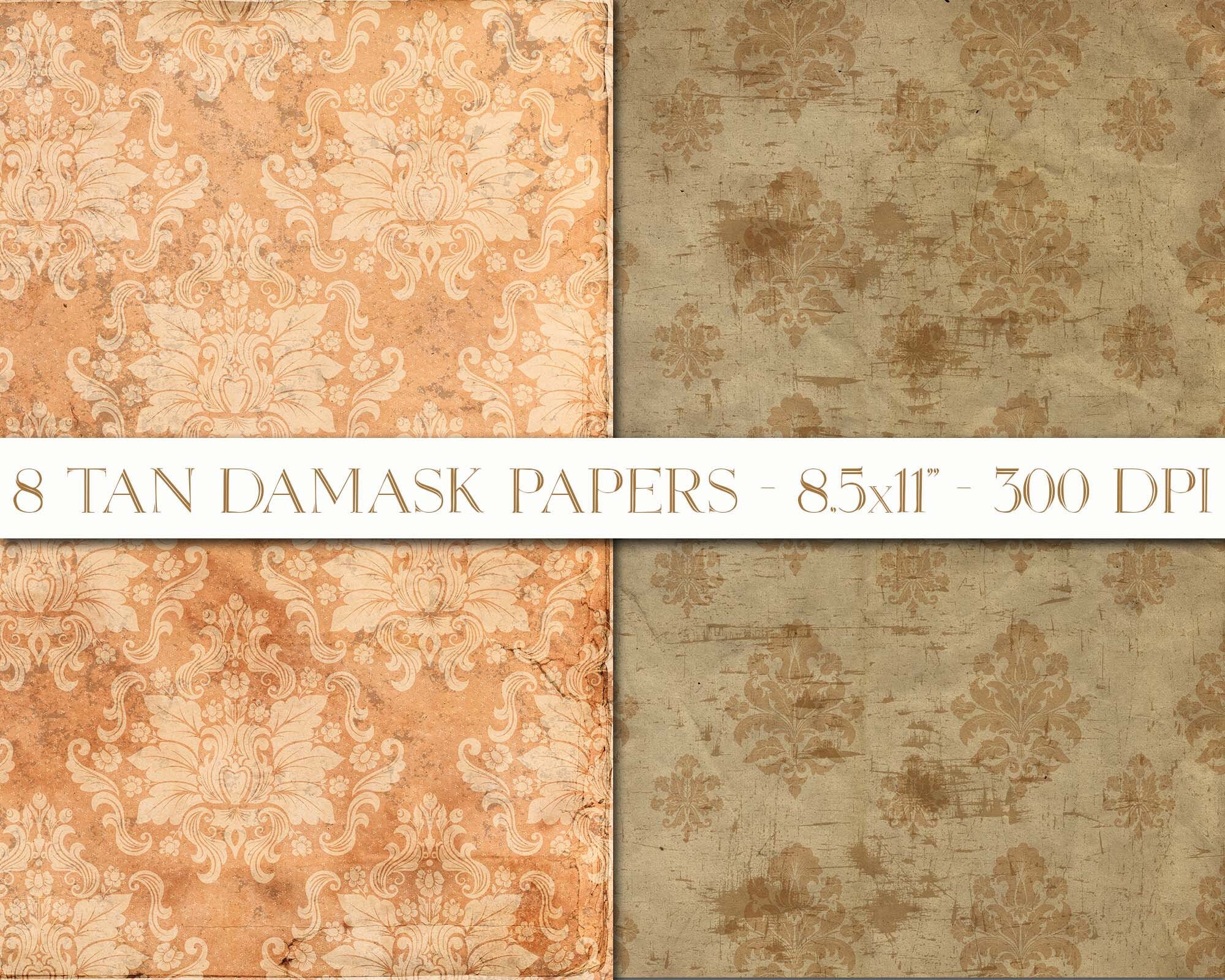 Digital Tan Damask Papers for Crafting Brown Damask Paper - Etsy