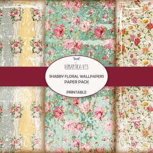Shabby Floral Pattern Paper Pack, Digital Wallpaper, Floral Digital ...