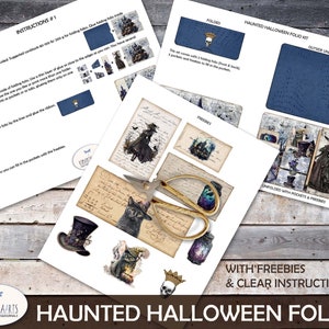 Haunted Halloween Folio Kit, Junk Journal Printable, Halloween Folder, Tri Fold Folio, Loaded ...