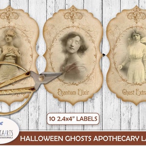 Halloween Ghosts Labels for Apothecary Jars, Printable Spooky Bottle ...