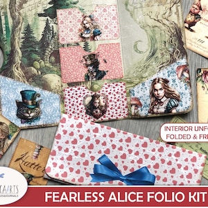 Fearless Alice in Wonderland Digital Folio Kit, Printable Folio Journal ...