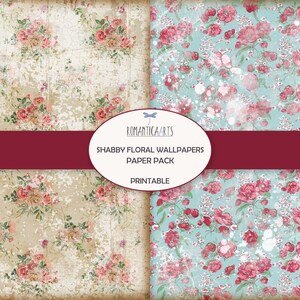 Shabby Floral Pattern Paper Pack, Digital Wallpaper, Floral Digital ...