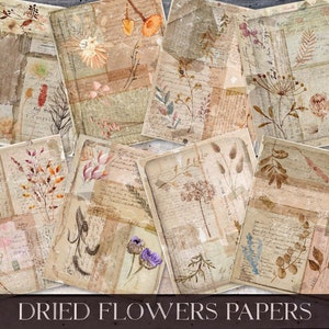 Digital Dried Flower Paper, Pressed Flower Paper, Fall Journal Paper ...