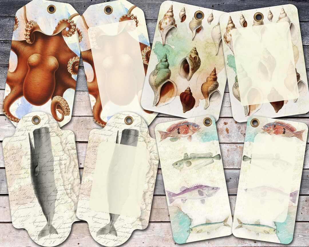 Editable Sea Life Tag, Write on Ocean Life Tag, Printable Nautical Tag ...