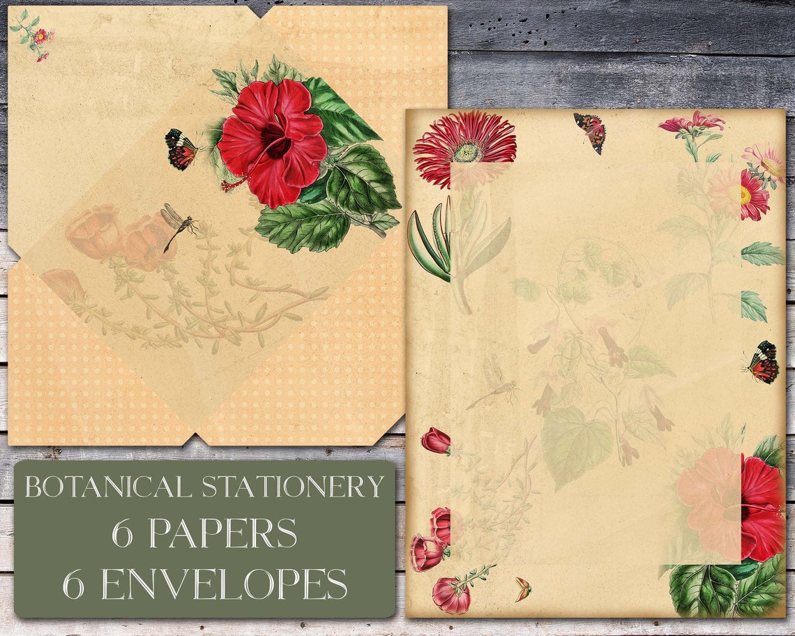 Digital Botanical Stationery Floral Writing Paper and - Etsy