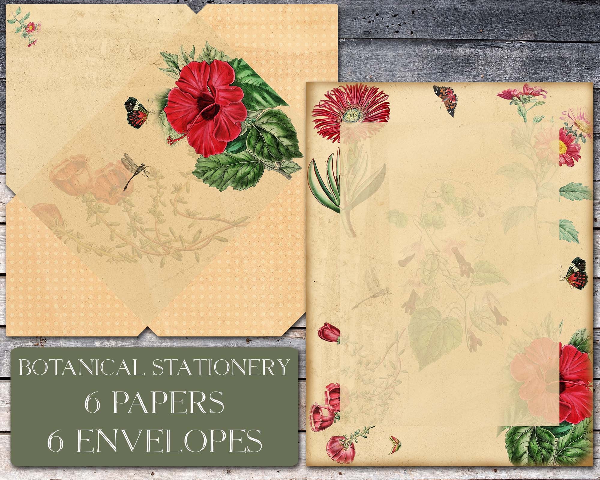 Digital Botanical Stationery Floral Writing Paper and - Etsy