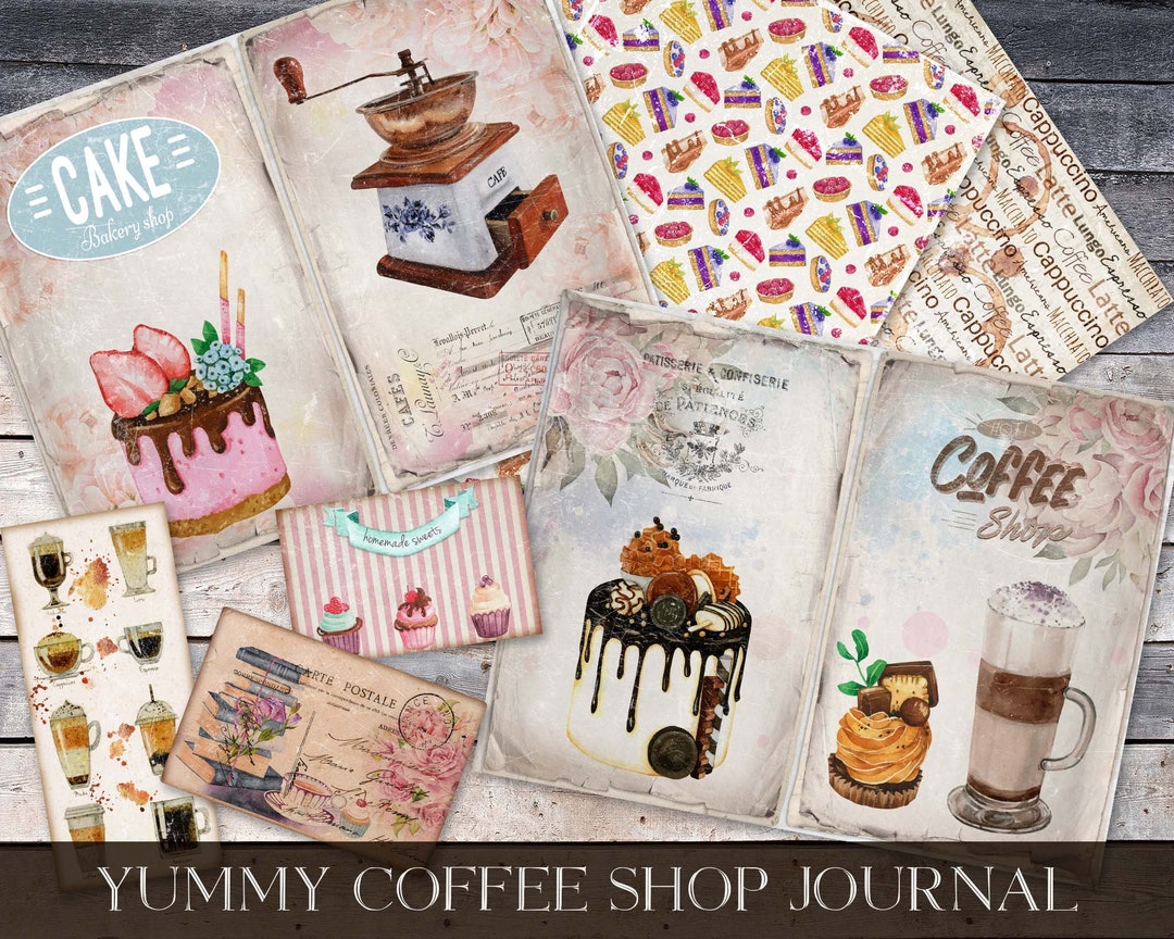 Yummy Coffee Shop Journal Kit, Coffee Lover, Junk Journal, Cake Lover ...
