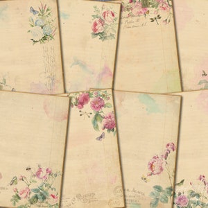 Shabby Rose Lined Paper, Digital Stationery, Rose Writing Paper ...