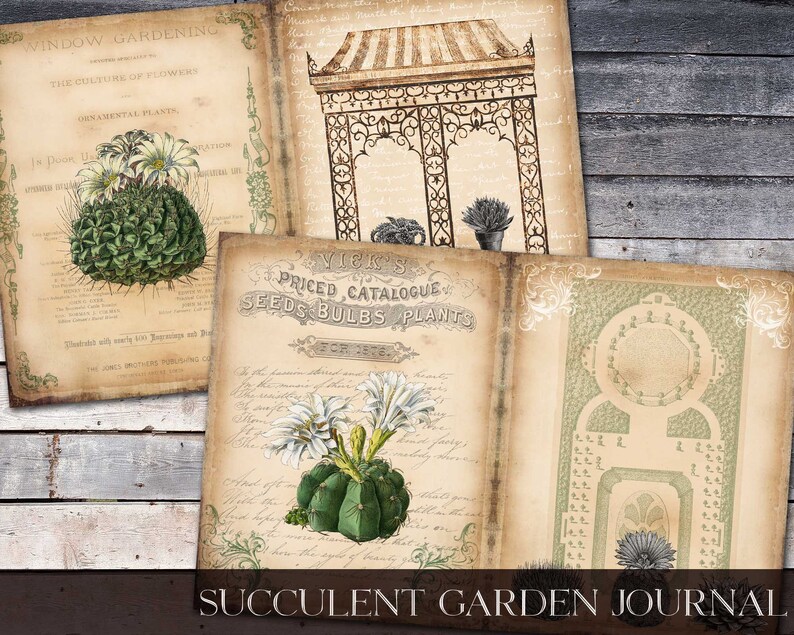 Succulent Garden Pages for Journaling Cacti Garden Journal | Etsy