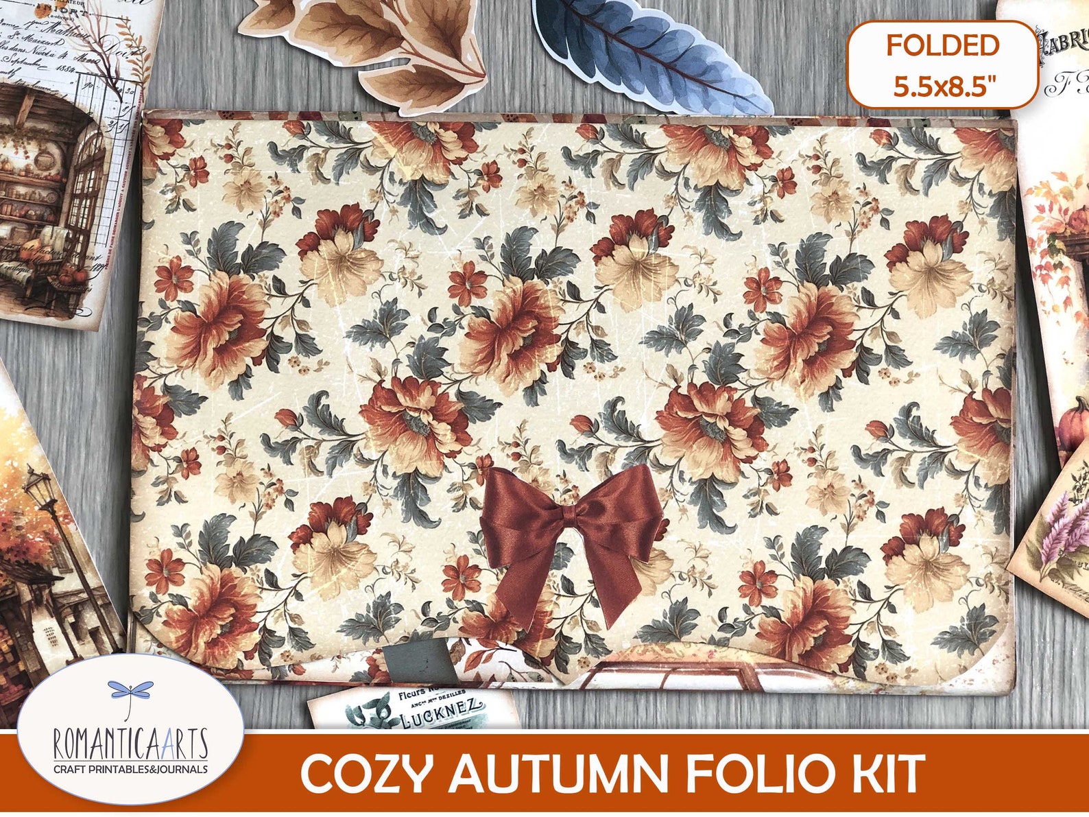 Cozy Autumn Four-fold Folio Kit, Fall Printable, Fold-over Tabbed Folio ...