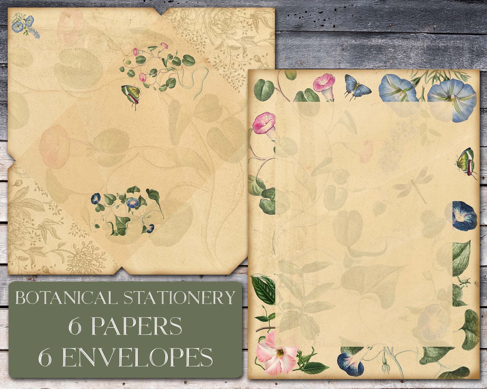 Digital Botanical Stationery Floral Writing Paper and - Etsy