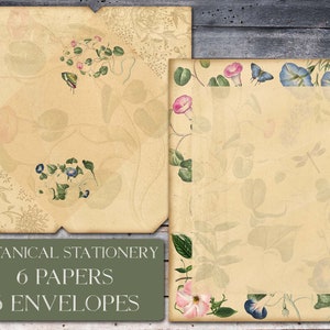 Digital Botanical Stationery, Floral Writing Paper, Paper and Envelope ...