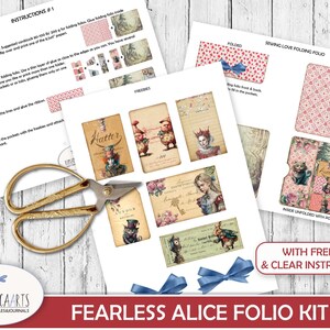 Fearless Alice in Wonderland Digital Folio Kit, Printable Folio Journal ...