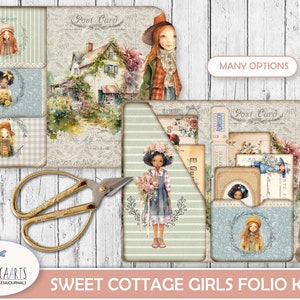 Sweet Cottage Girls Folio Kit, Printable Folding Folio, Vintage Country ...