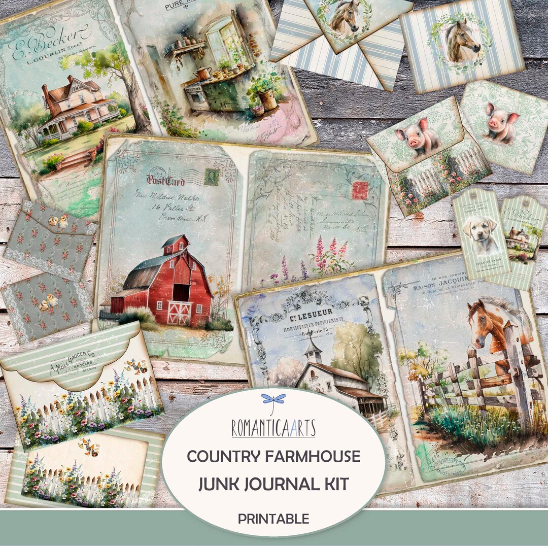 Farmhouse Journal Kit, Junk Journal Printable, Country Journal ...