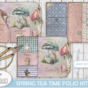 Spring Tea Time Folio Kit, Junk Journal Printable, Tri Fold Folio Kit ...