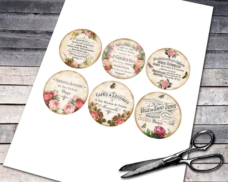Printable Vintage Roses Round Label French Advertising - Etsy