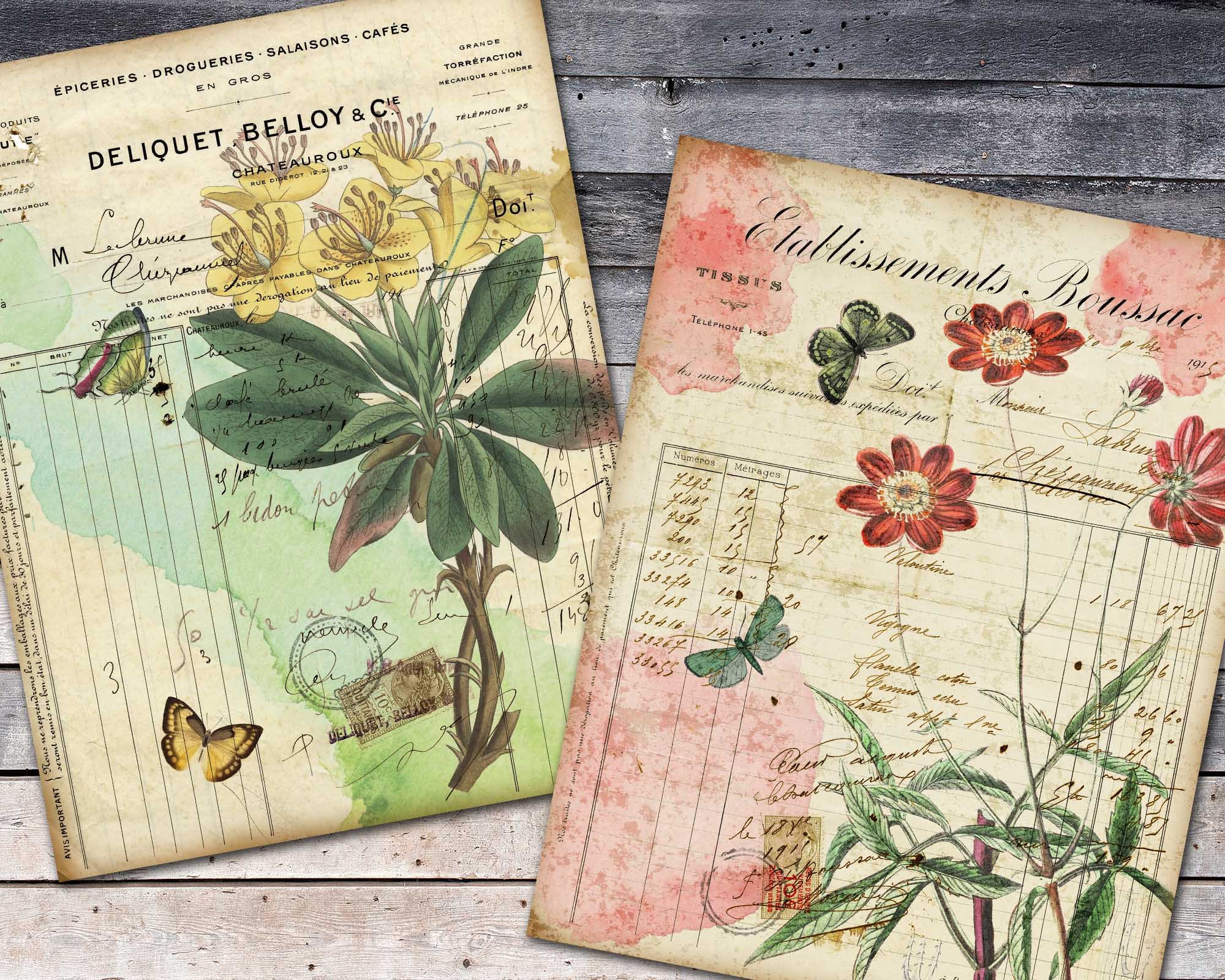 Vintage Botanical Journal Paper Botanical Ephemera Flowers - Etsy