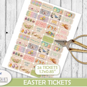 Printable Easter Tickets for Crafting, Easter Digital Paper, Easter ...