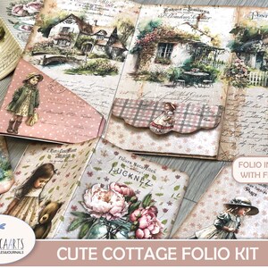 Cute Cottage Folio Kit, Tri Fold Folio Kit, Cottage Girls, Shabby Folio ...