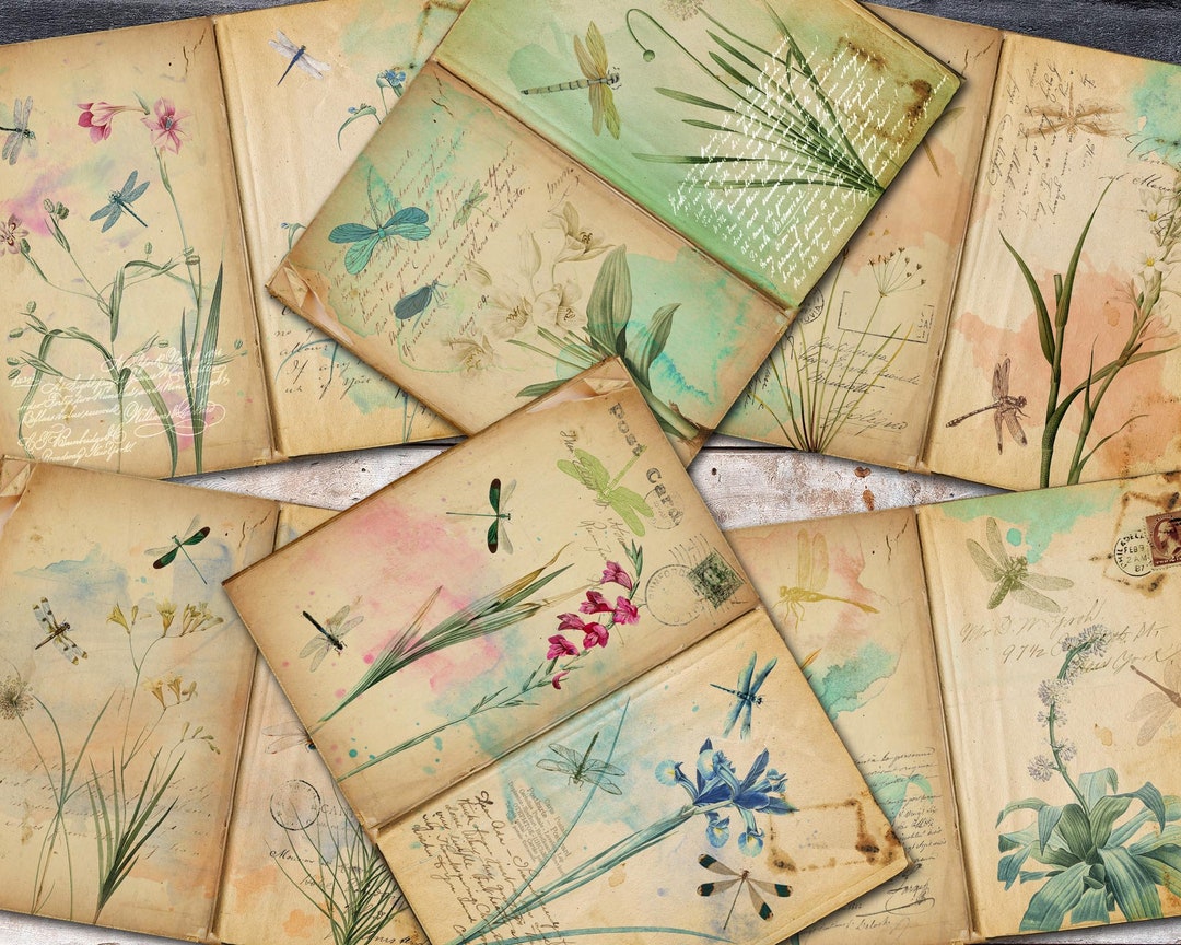 Flower and Dragonfly Journal Pages, Delicate Floral, Printable Floral ...