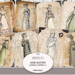 Jane Austen Paper Pack, Junk Journal Printable, Digital Jane Austen ...