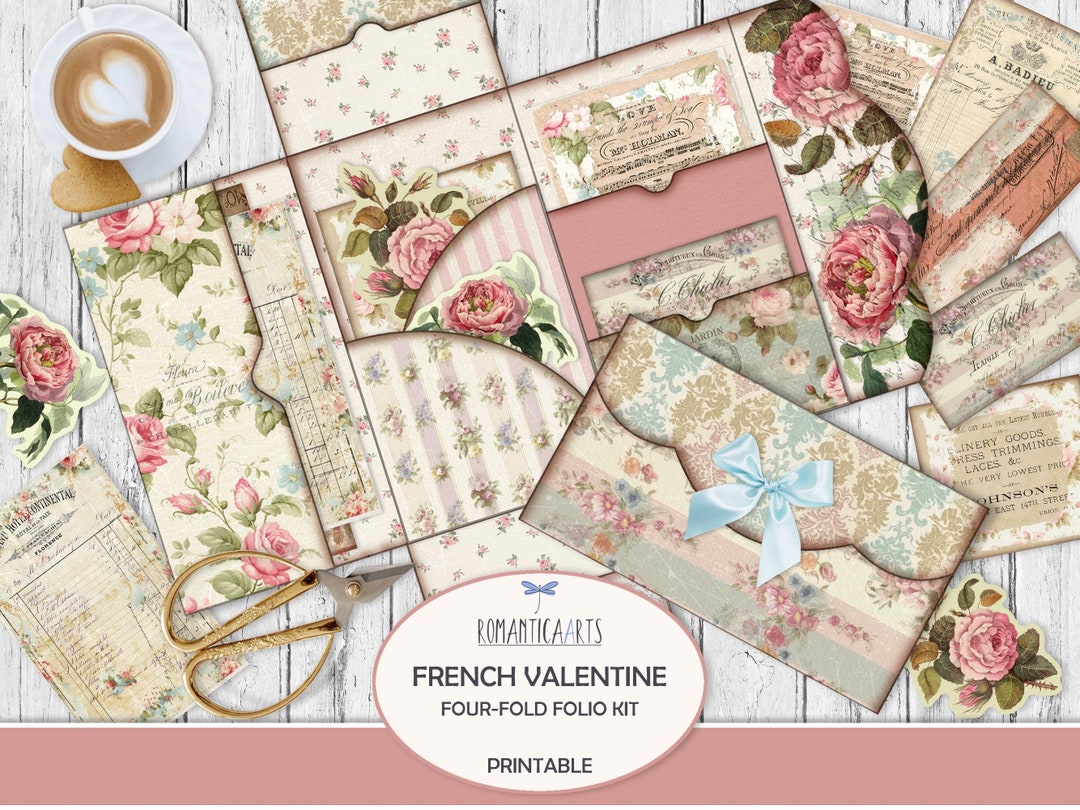 French Valentine Folio, Pink Folder, Printable Folio, Folders With ...