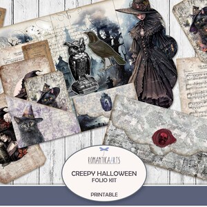 Creepy Halloween Folio Kit, Spooky Tri Fold Folio, Folio Pocket, Loaded Folder, Halloween ...