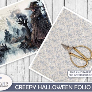 Creepy Halloween Folio Kit, Spooky Tri Fold Folio, Folio Pocket, Loaded Folder, Halloween ...
