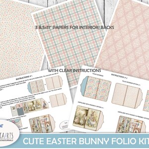 Cute Easter Bunny Folio Kit, Easter Journal, Easter Ephemera, Pink and ...