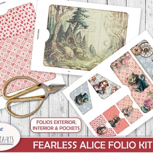 Fearless Alice in Wonderland Digital Folio Kit, Printable Folio Journal ...