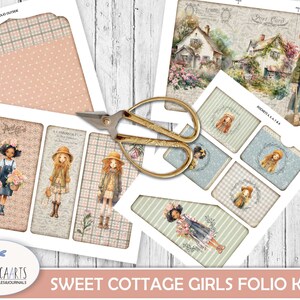 Sweet Cottage Girls Folio Kit, Printable Folding Folio, Vintage Country ...