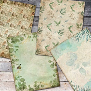 Green Leaves Journal Pages, Greenery Digitals, Shabby Leaves, Botanical ...