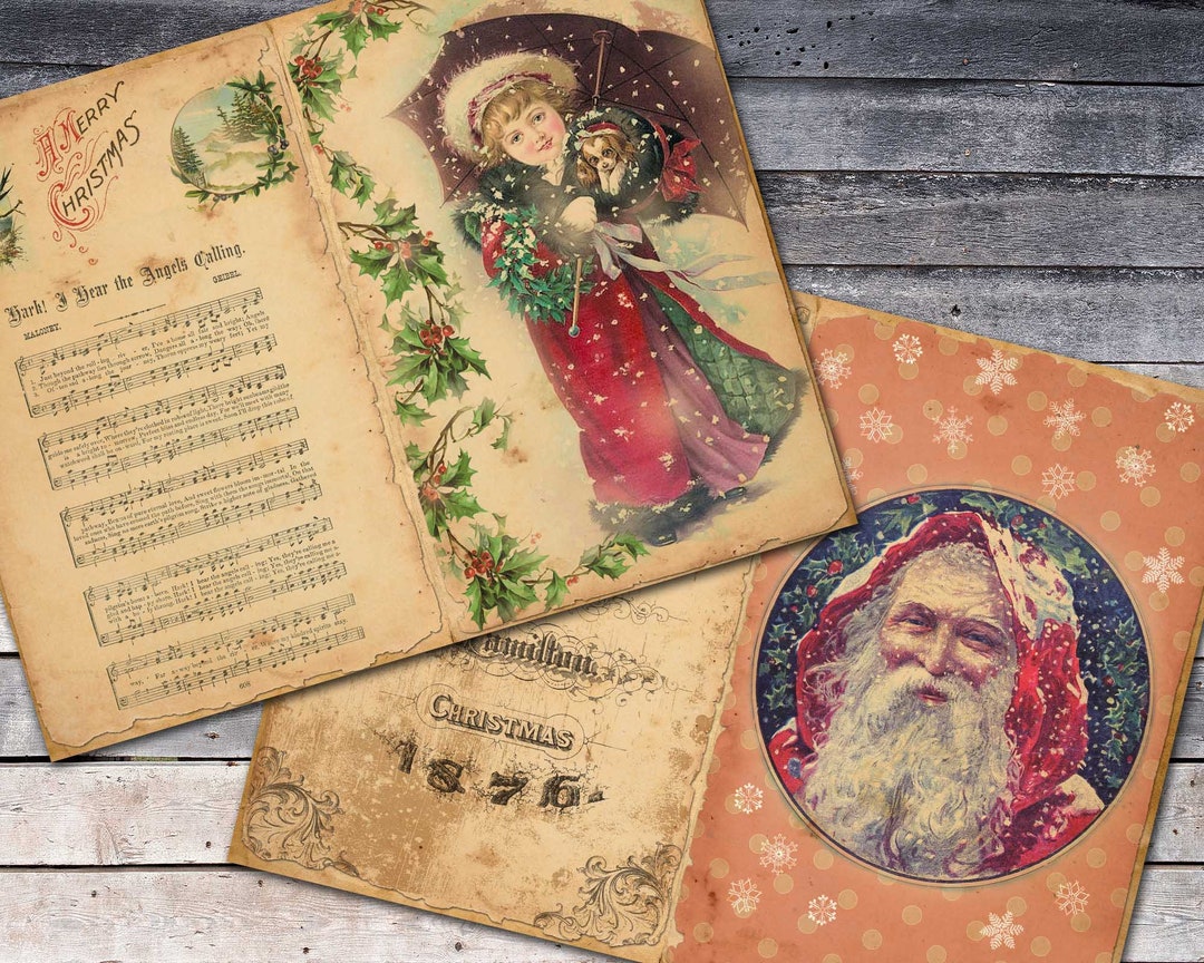Victorian Christmas Paper for Journal, Old World Santa Pages, Christmas ...