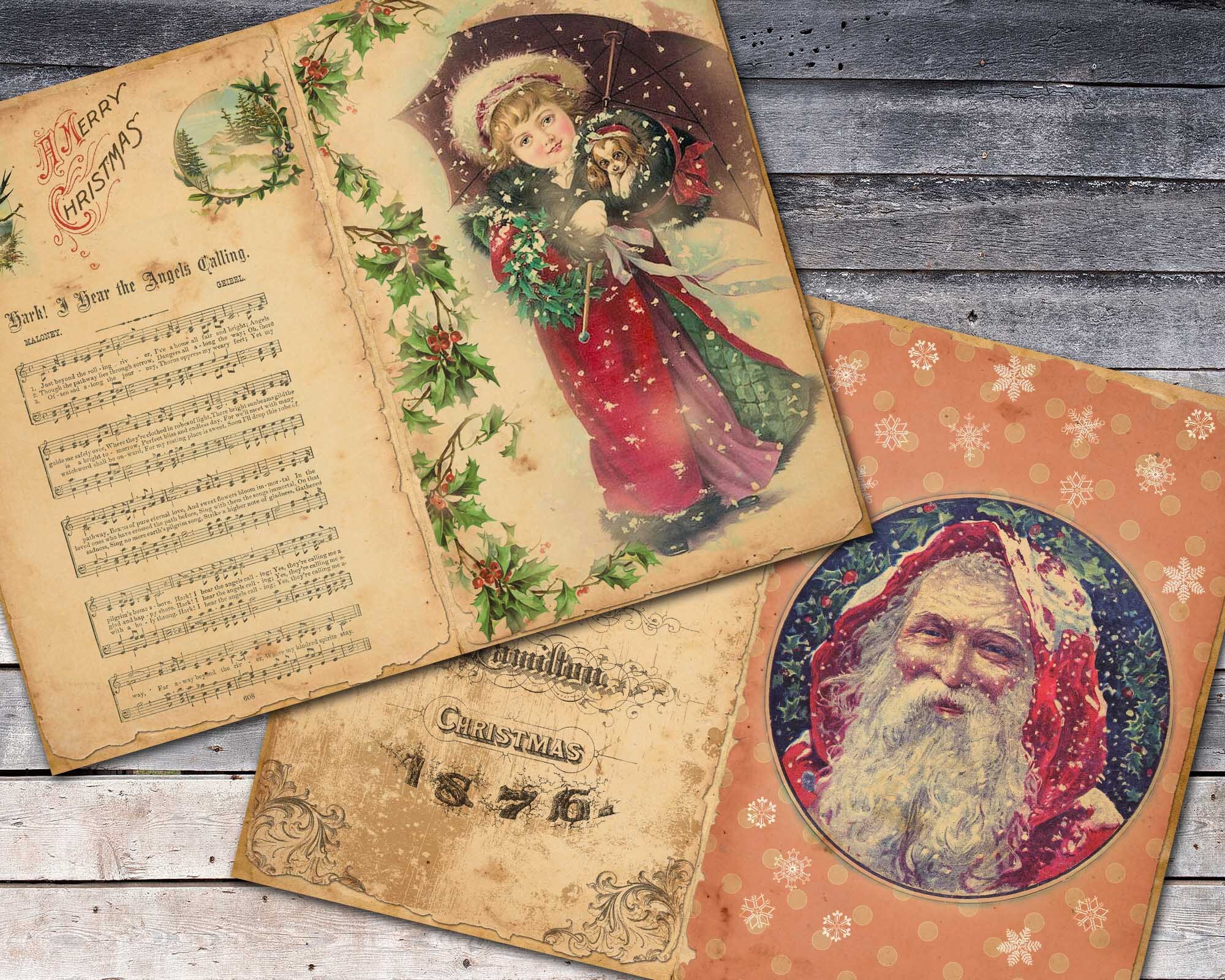 Victorian Christmas Paper for Journal Old World Santa Pages | Etsy