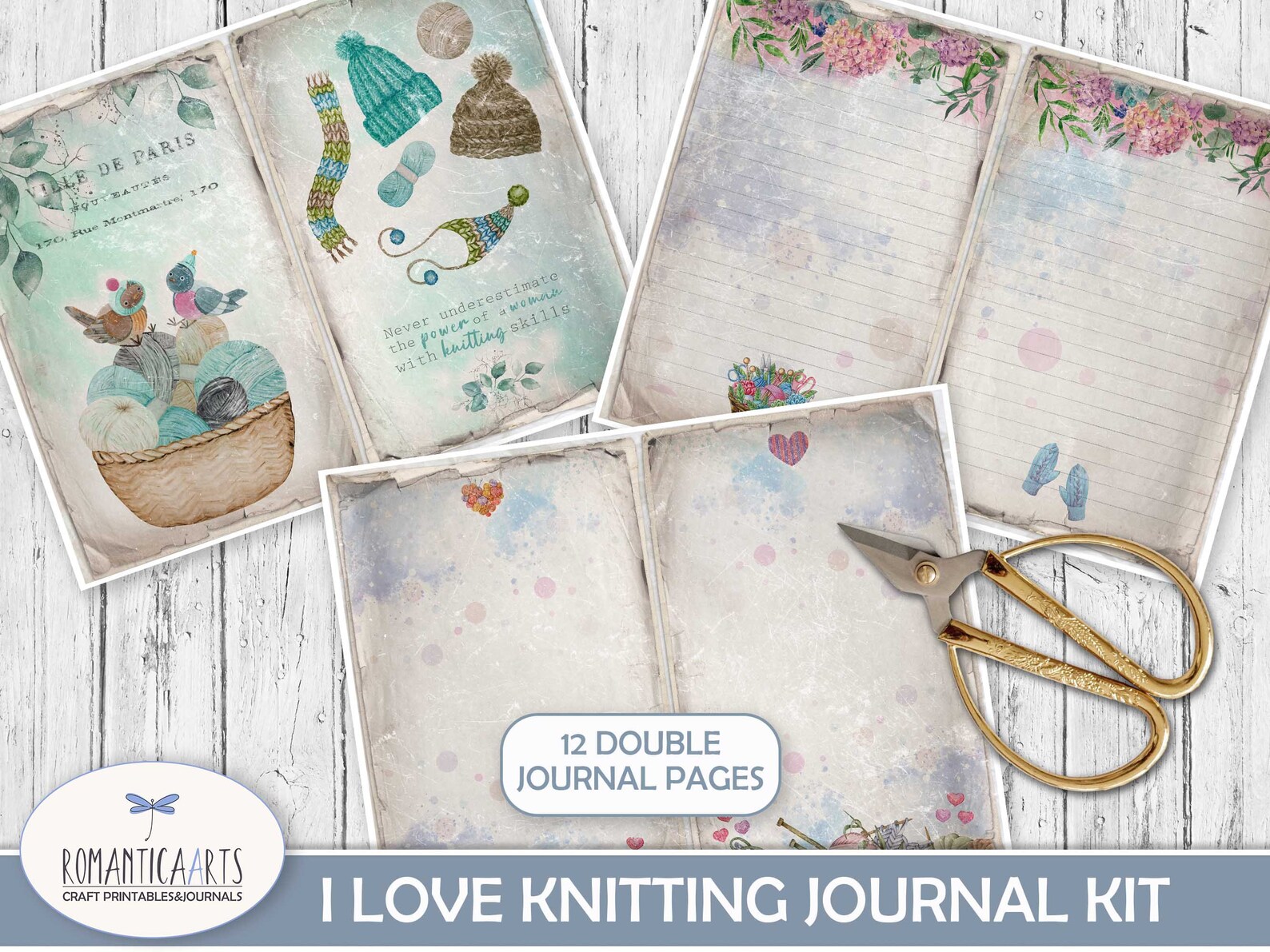 I Love Knitting Journal Kit, Junk Journal, Knitting Lover Paper, Yarn ...