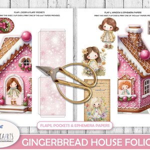 Gingerbread House, Junk Journal Folio, Pink Christmas, Christmas ...