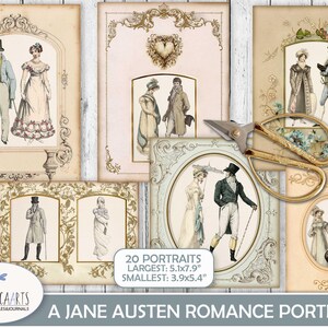Jane Austen Romance, Portraits, Pride and Prejudice, Junk Journal Kit ...