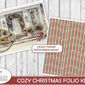 Cozy Christmas Folio Kit, Shabby Festive Tri Fold Folio, Loaded Folder ...
