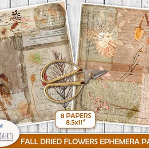 Digital Dried Flower Paper, Pressed Flower Paper, Fall Journal Paper ...
