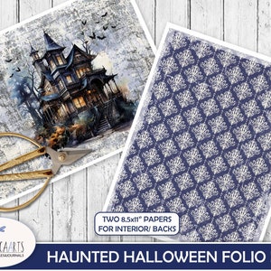 Haunted Halloween Folio Kit, Junk Journal Printable, Halloween Folder, Tri Fold Folio, Loaded ...