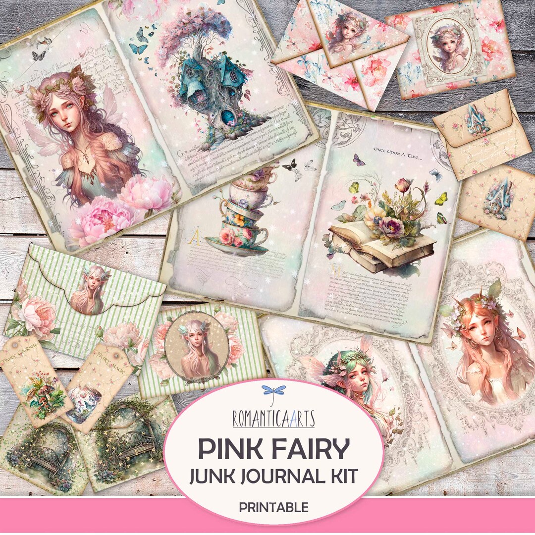 Pink Fairy Journal Kit, Fairy Tale, Junk Journal Printable, Forest ...